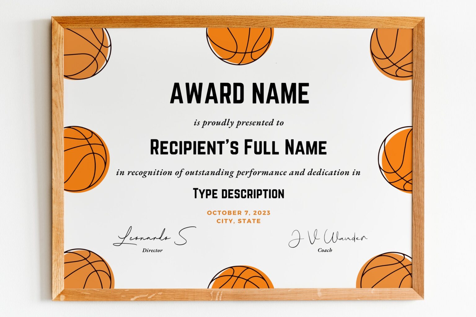 Printable Basketball Certificate Template - King Printables