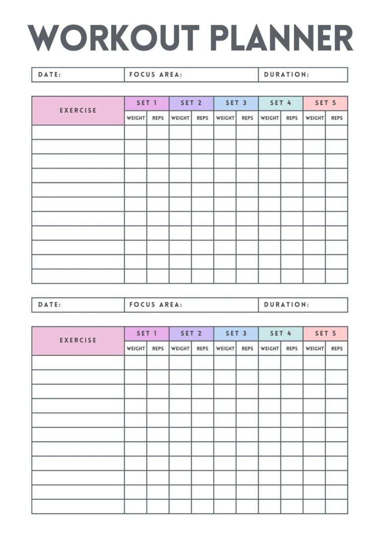 Printable Workout Planner - King Printables
