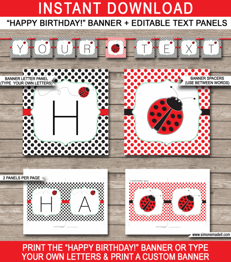 Printable Ladybug Birthday Banner - King Printables