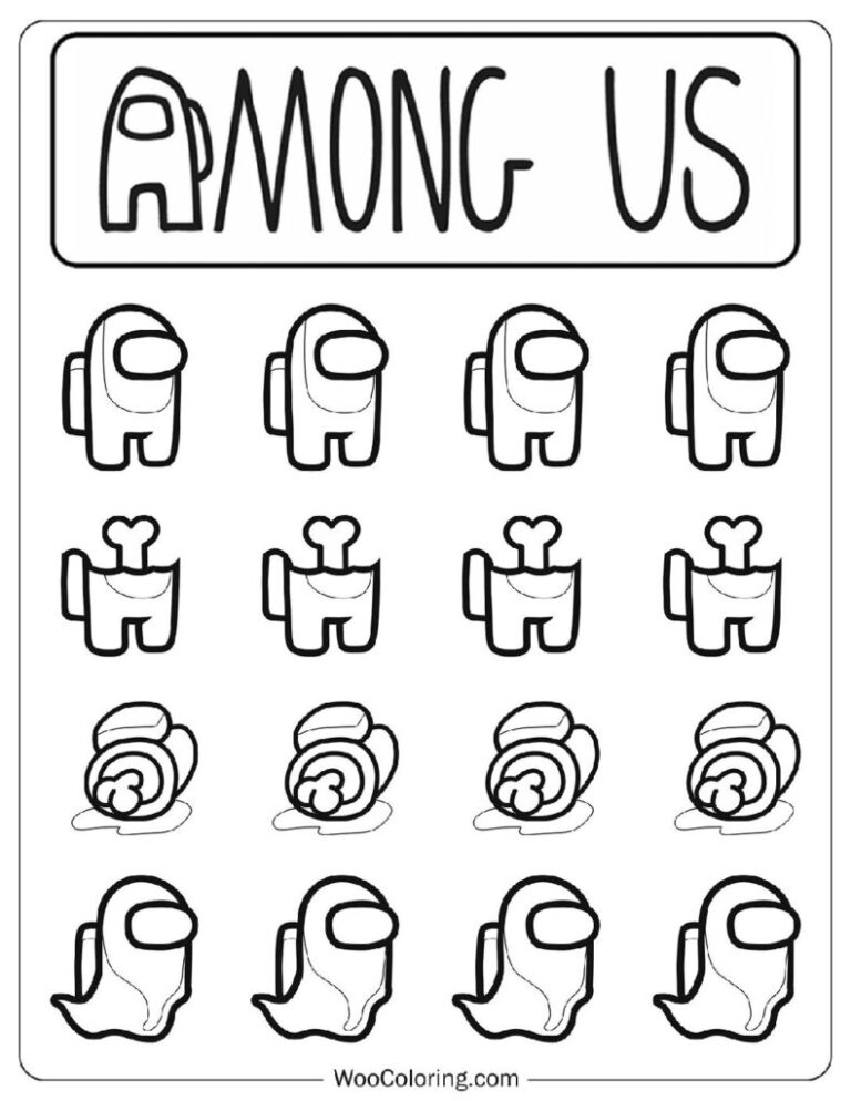Among Us Character Coloring - King Printables