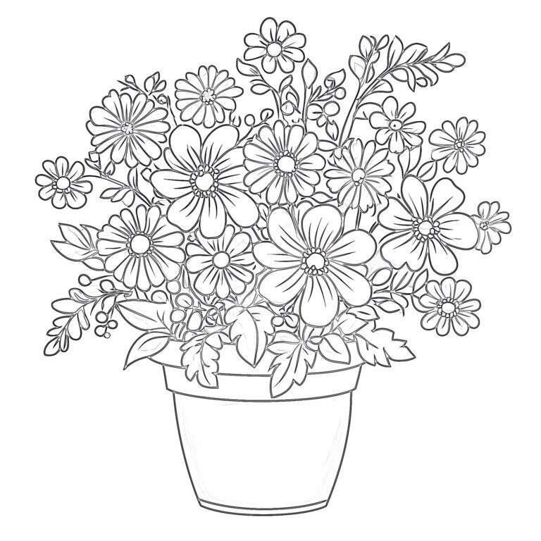 Coloring Page Of A Flower Pot - King Printables