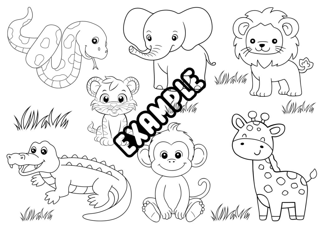 Coloring Pictures Jungle Animals - King Printables