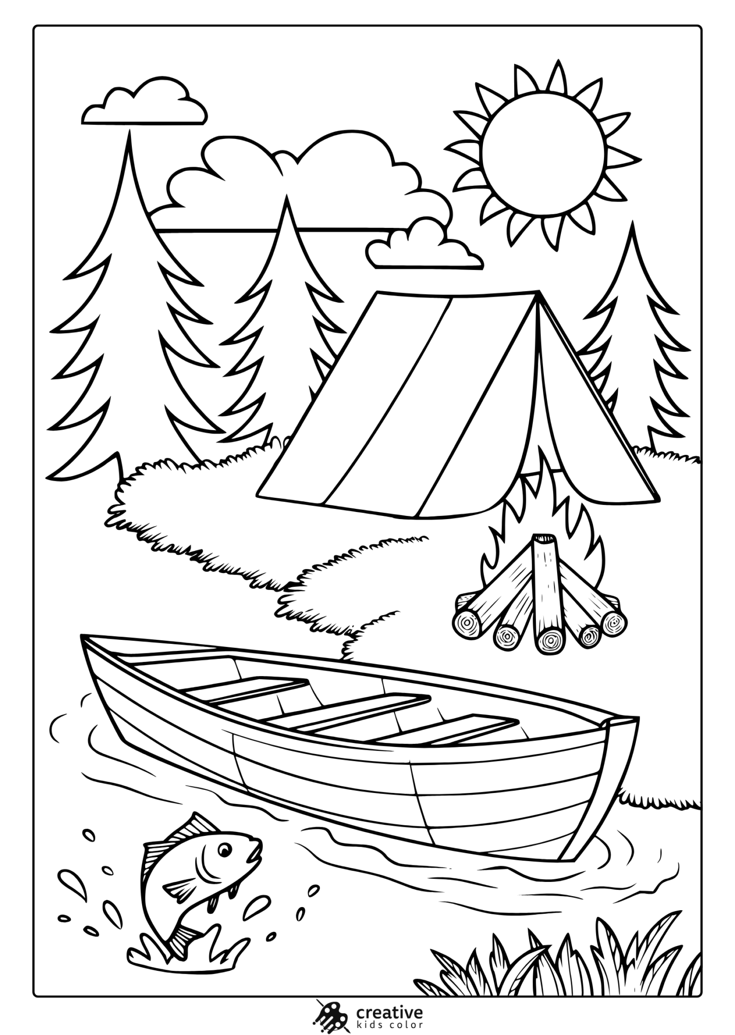 Summer Camp Coloring Pages - King Printables