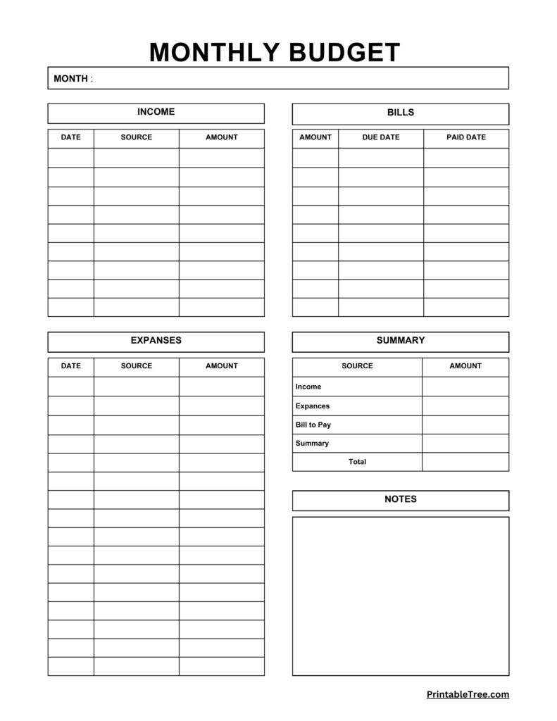 Free Printable Budget Template Monthly King Printables