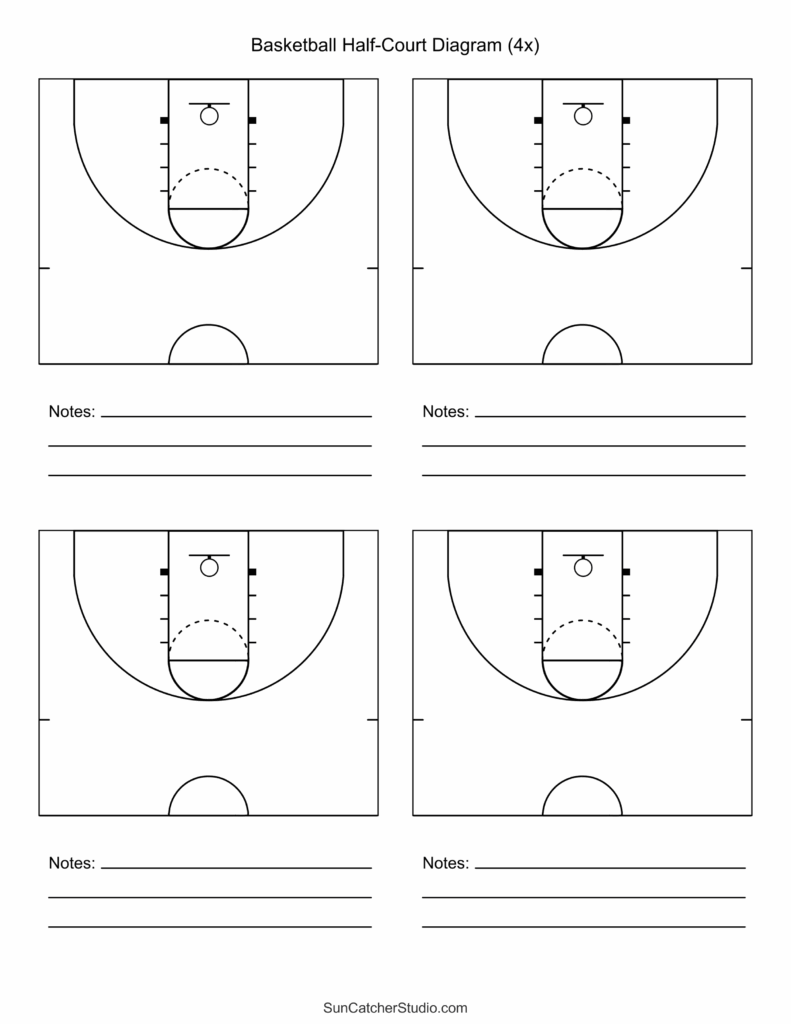 Printable Half Court Basketball Templates - King Printables