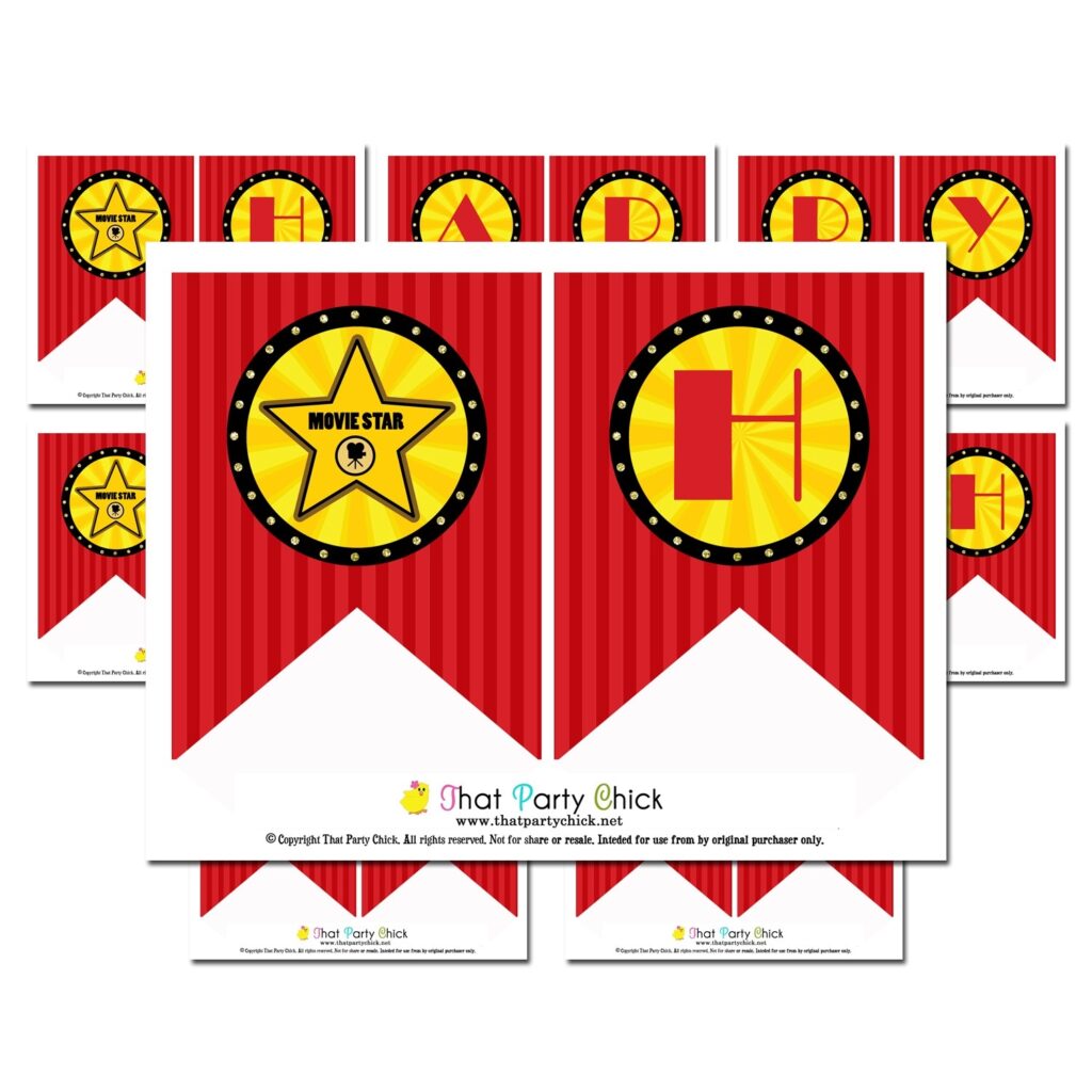 Printable Hollywood Birthday Banner - King Printables