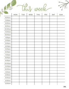 Free Printable Hourly Planner - King Printables