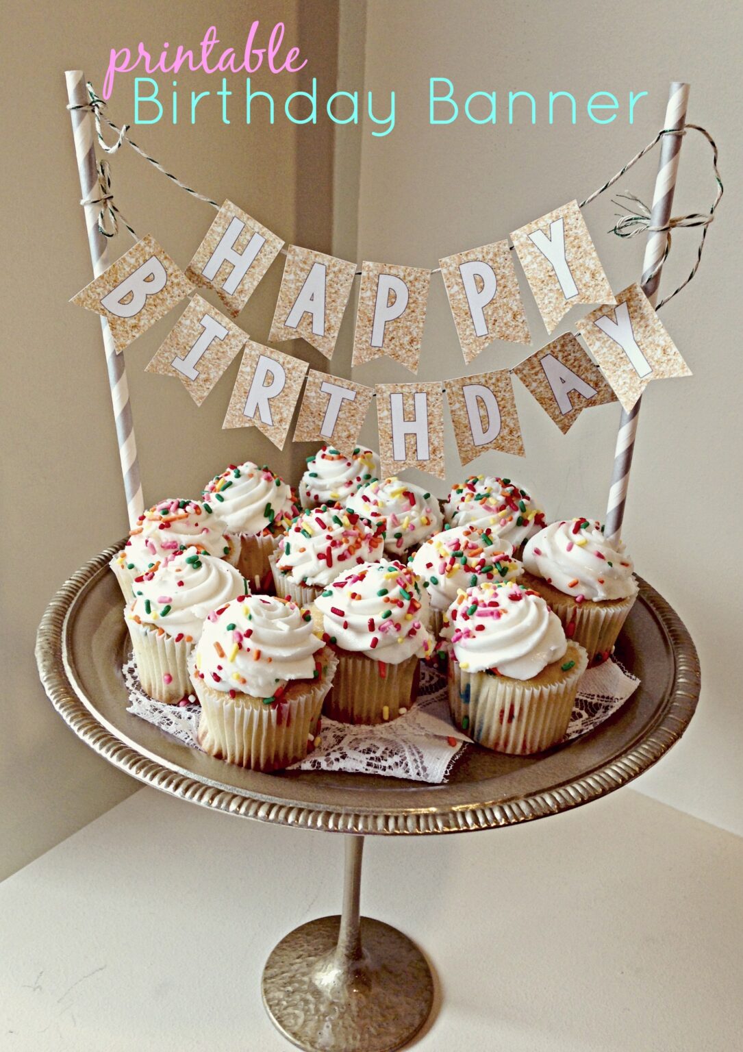 Happy Birthday Banner Cake Topper Printable - King Printables