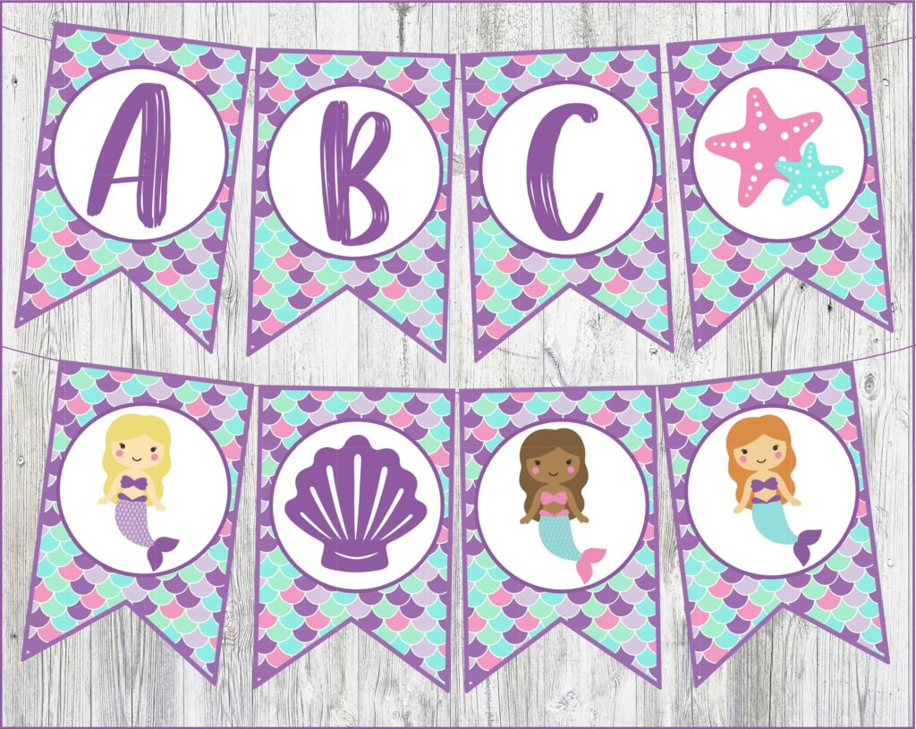 Mermaid Birthday Banner Printable - King Printables