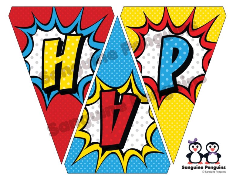 Happy Birthday Superhero Banner Printable - King Printables