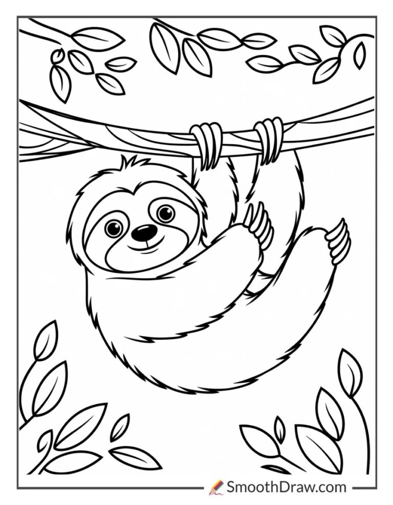 Coloring Pages Of A Sloth - King Printables