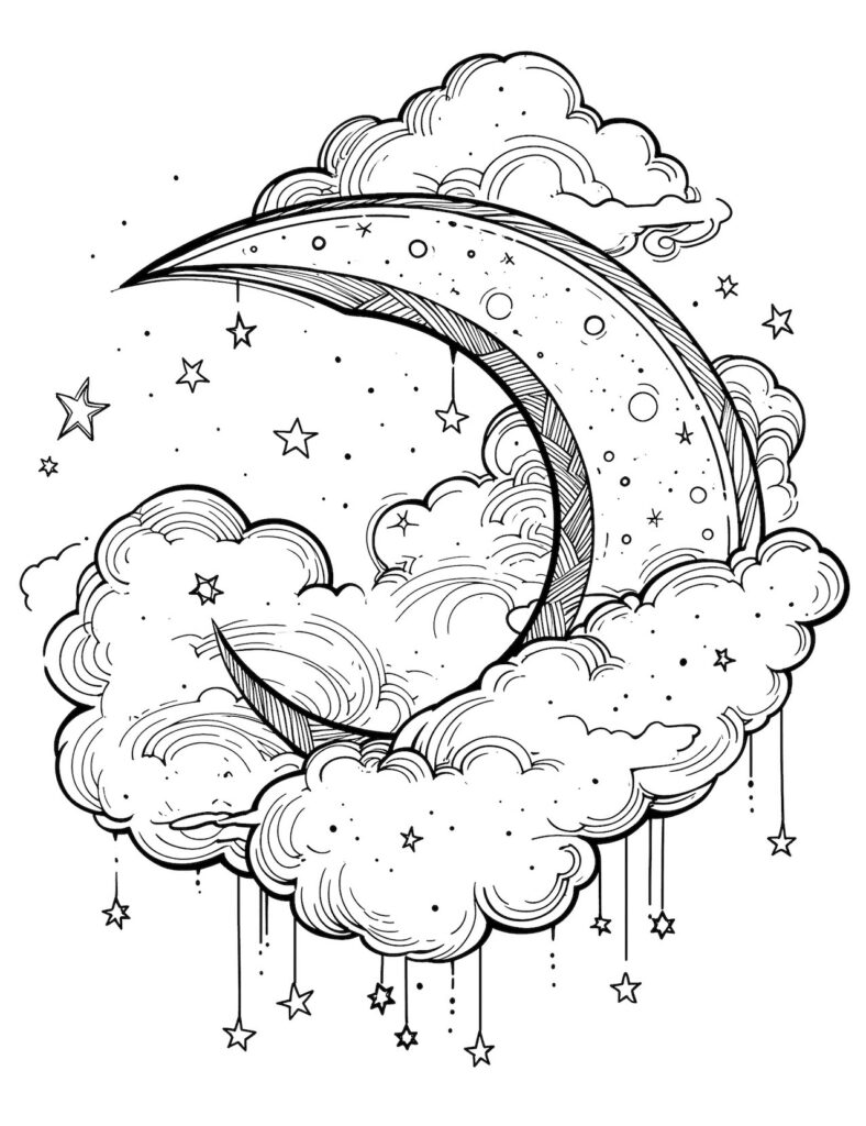 Night Sky Coloring Page - King Printables