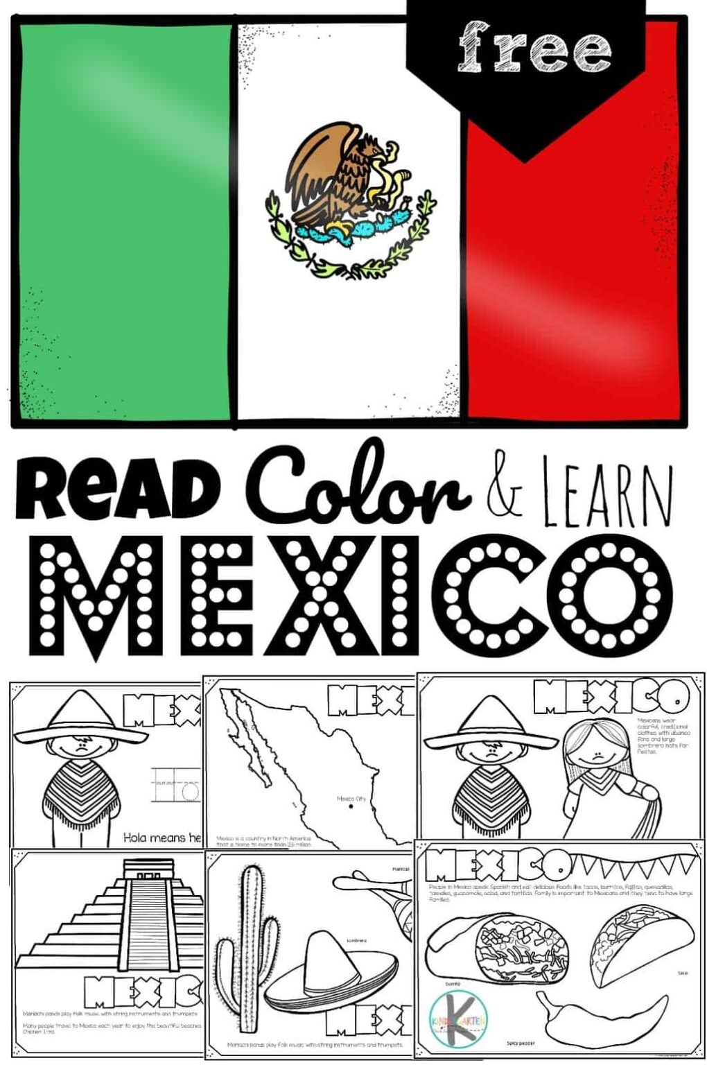 Printable Mexico Flag Coloring Page - King Printables