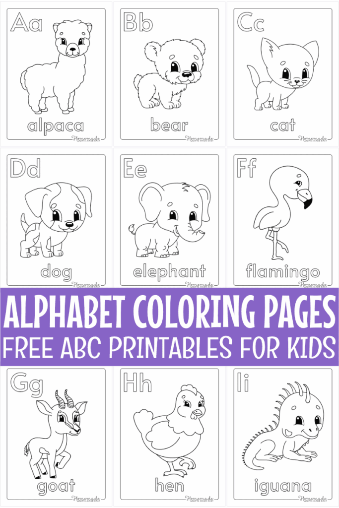 Animal Alphabet Coloring Pages - King Printables
