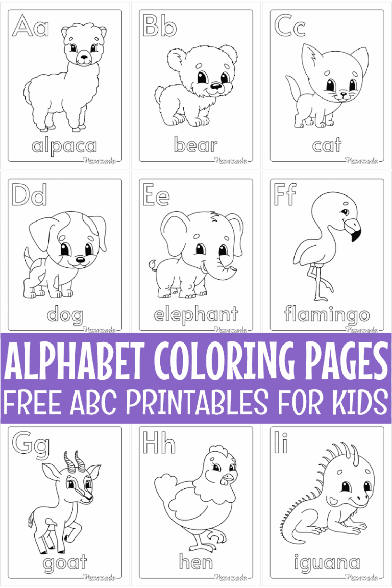Animal Alphabet Coloring Pages - King Printables