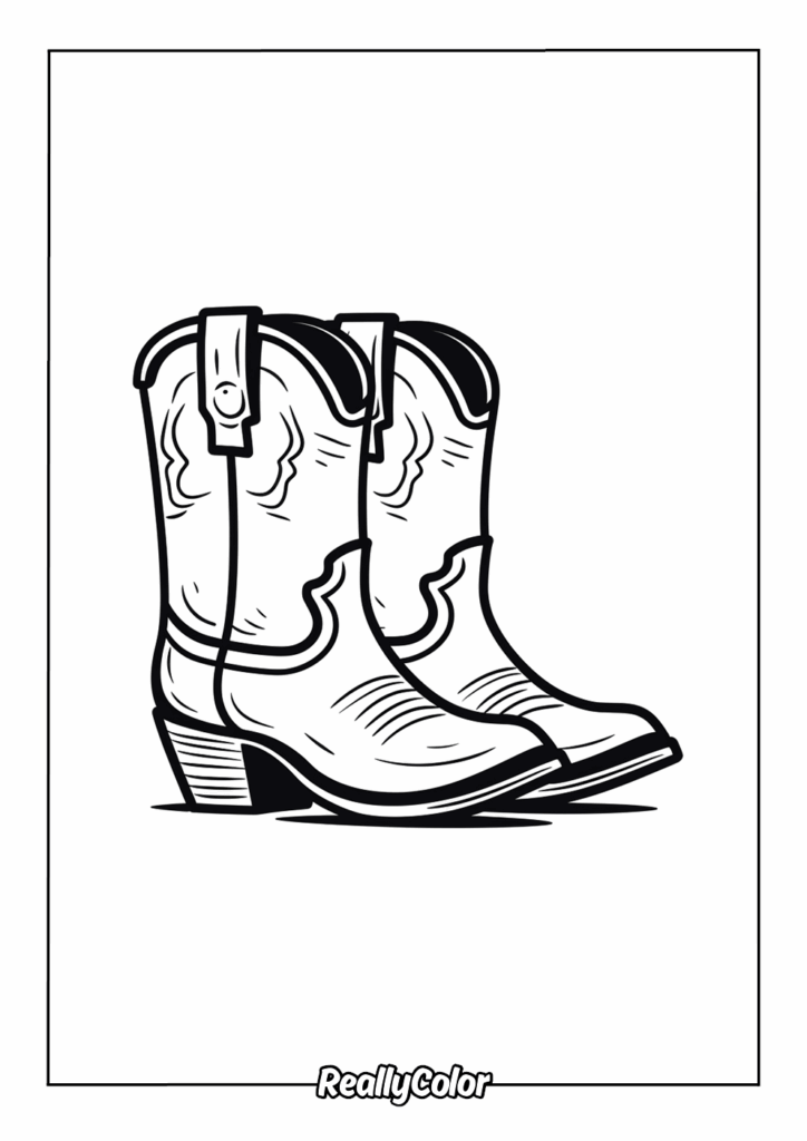 Coloring Pages Cowboy Boots - King Printables
