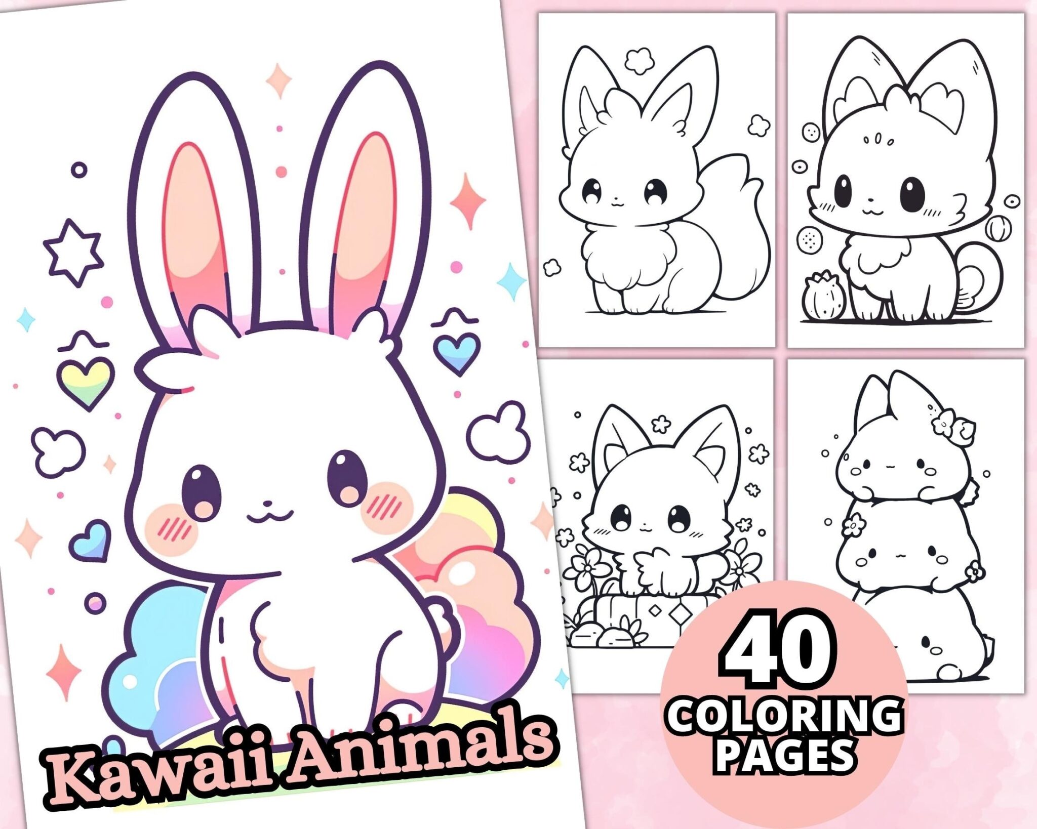 Kawaii Cute Animal Coloring Pages - King Printables